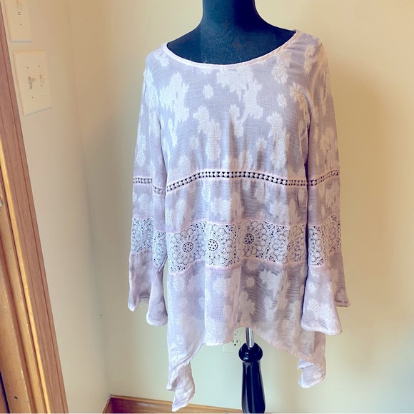 ONE WORLD | Tops | One World Tunic Top Womens Embroidered Burnout ...